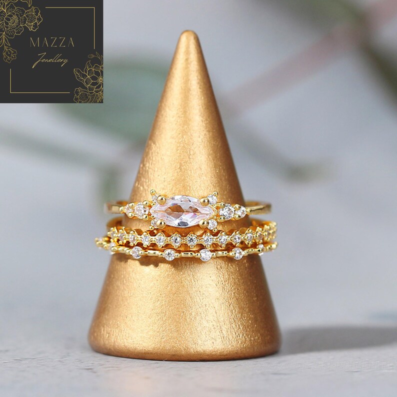 Gold Color Trend Dainty Rings for Women Entry Lux Zircon Midi Finger ...