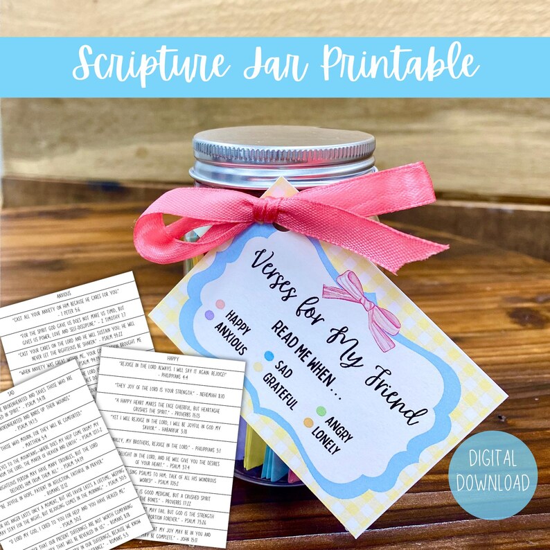 Bible Verse Jar Printable, Color Coded Emotion Cards (digital Download ...