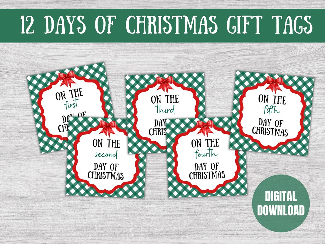 12 Days of Christmas Gift Tags, Holiday Gift Tags, 12 Days of Gifts ...