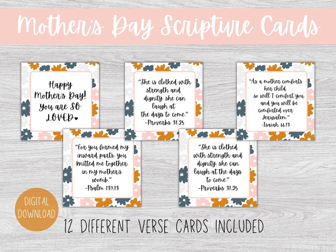 Mother's Day Scripture Cards, Church Mother's Day Gift, Printable ...