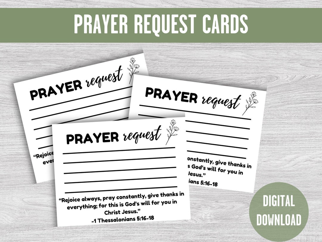 Printable Prayer Request Cards: Church Bible Study Group (instant ...