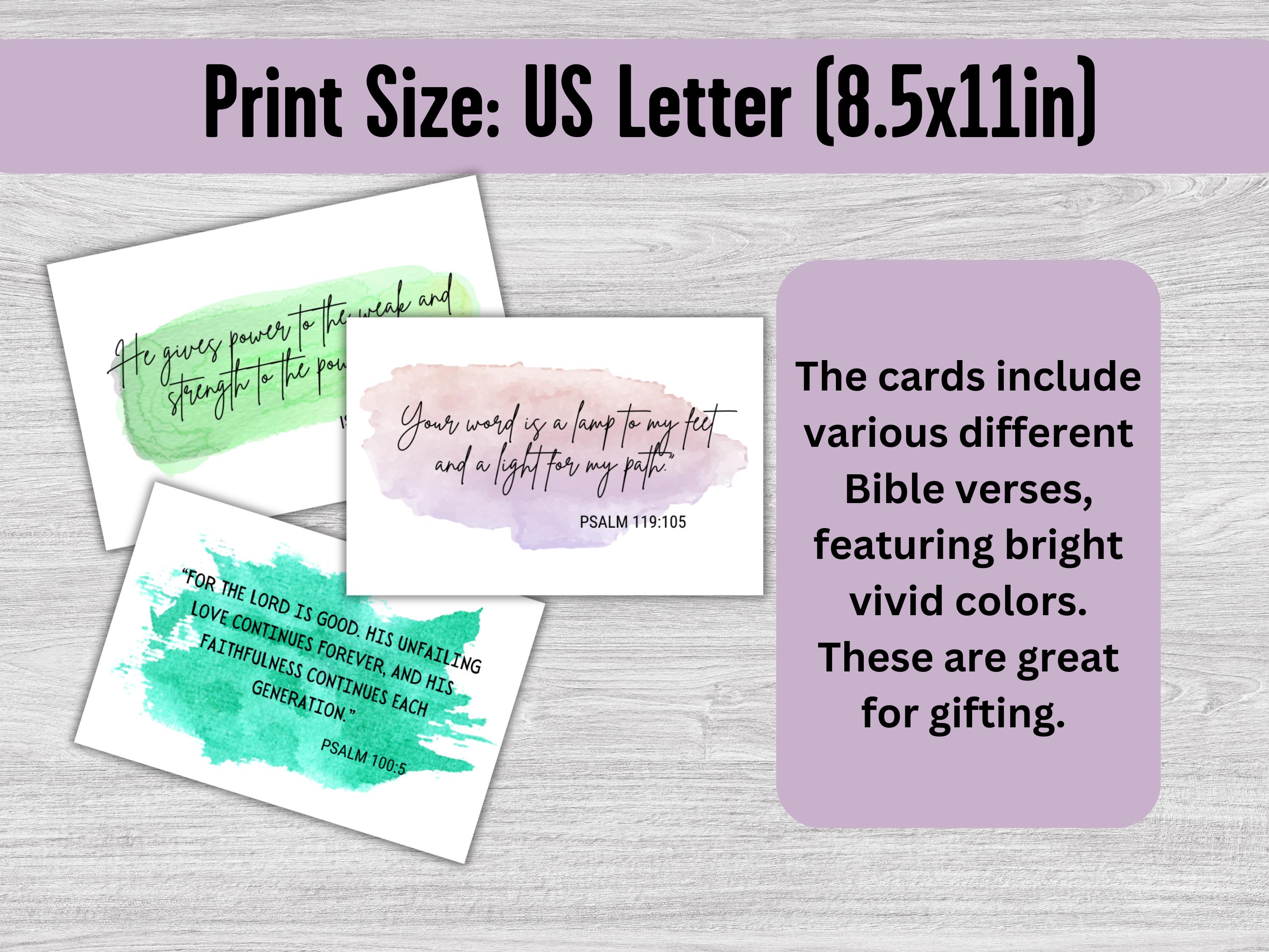 Watercolor Scripture Cards, Pocket Verses, Bible Verse Encouragement ...