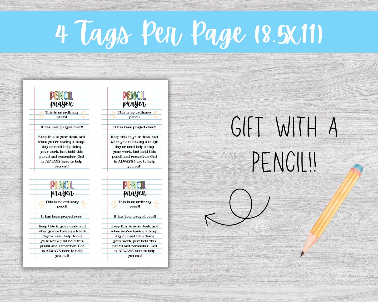 Pencil Prayer Tag, First Day of School Gift, Kids Ministry Back to ...