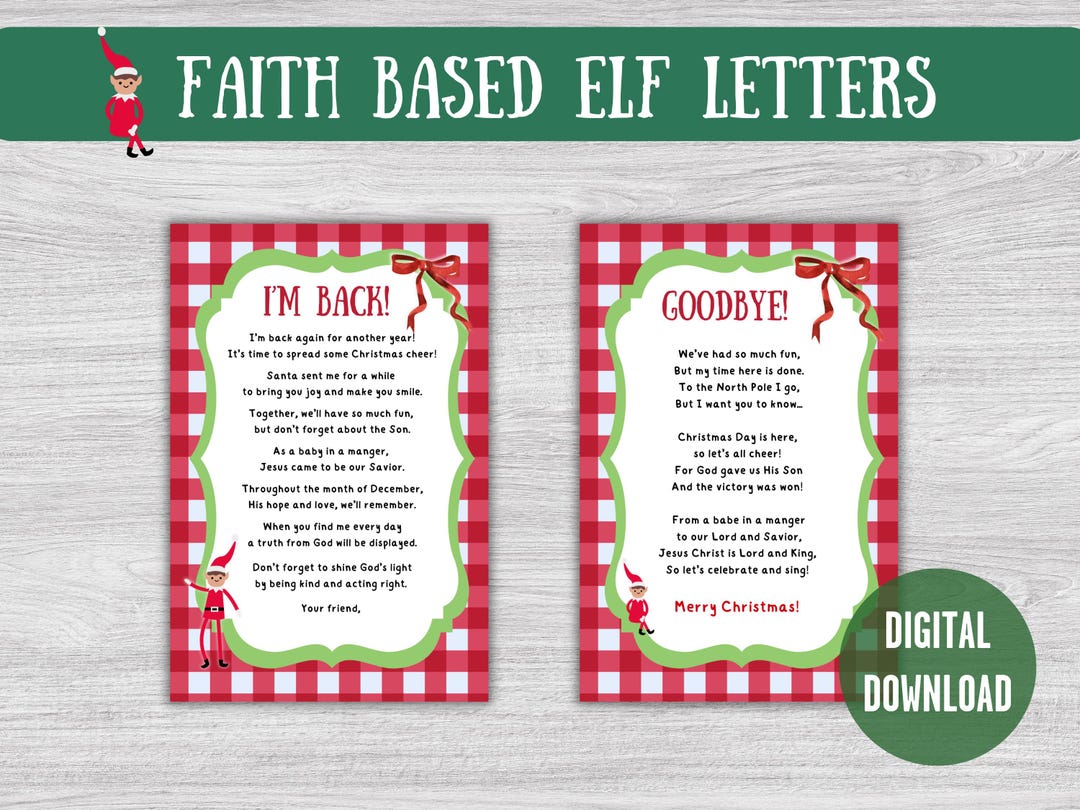 Christian Elf Letter Printable, Elf Welcome and Goodbye Letter, Christ ...