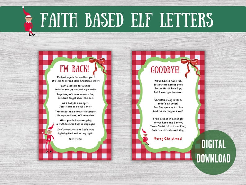 Christian Elf Letter Printable, Elf Welcome and Goodbye Letter, Christ ...