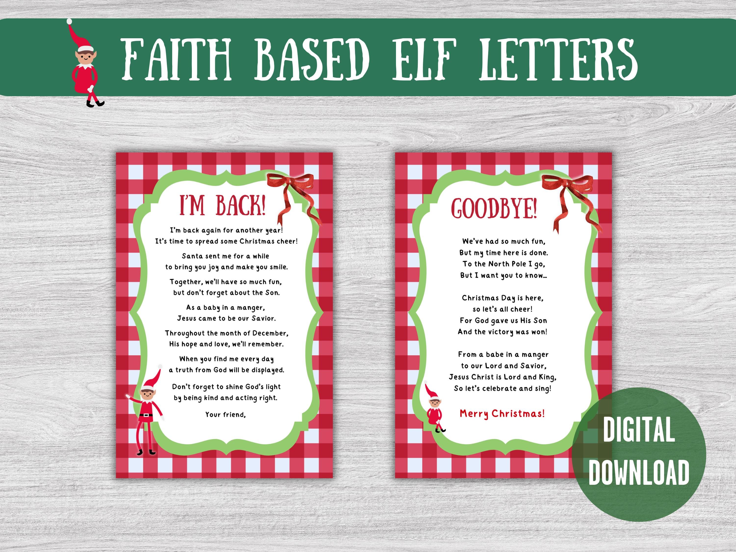 Christian Elf Letter Printable, Elf Welcome and Goodbye Letter, Christ ...