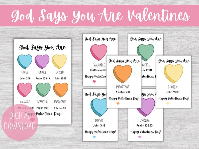 Christian Valentine's Day Conversation Hearts, God Says You Are ...