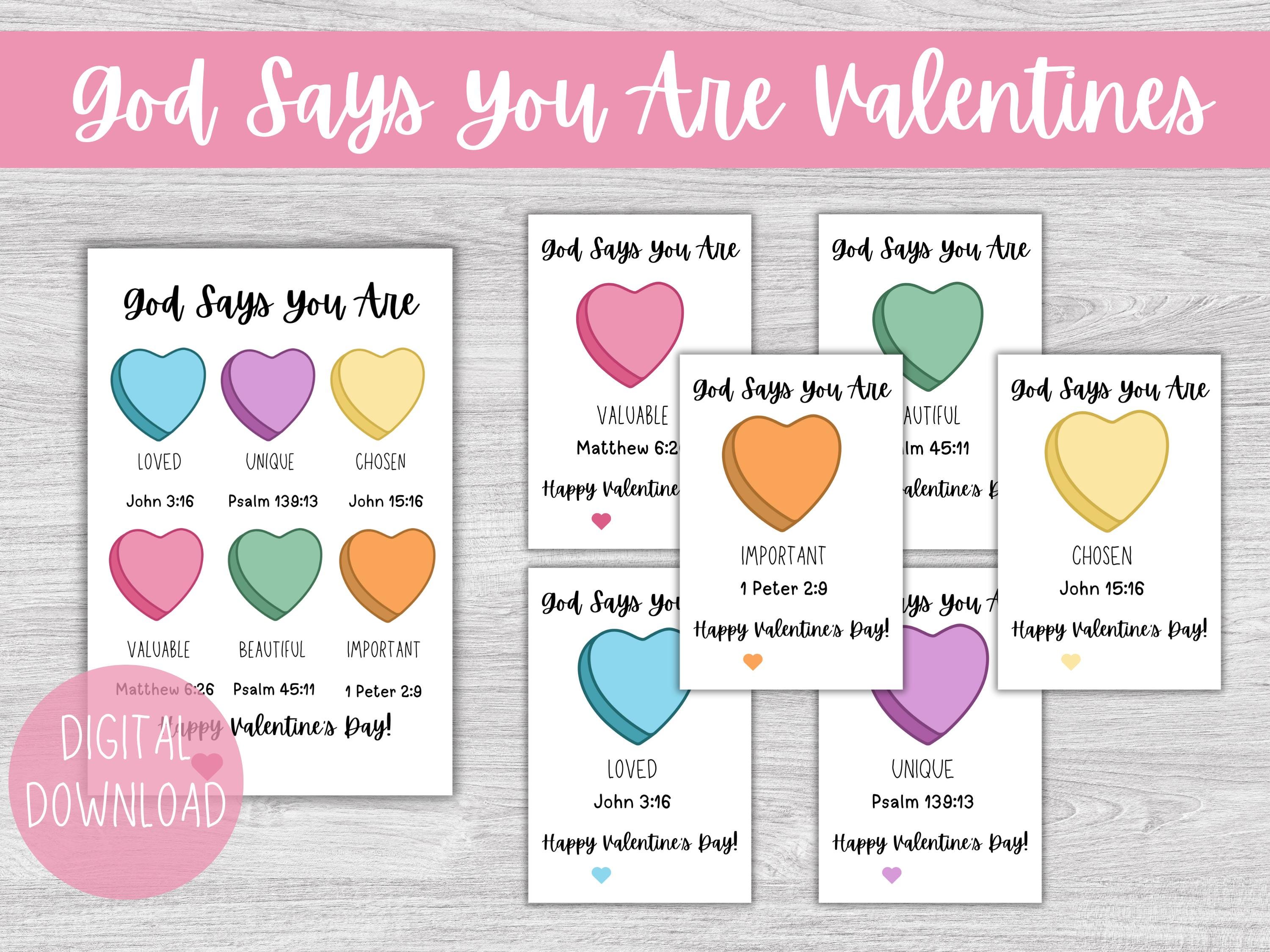 Christian Valentine's Day Conversation Hearts, God Says You Are ...