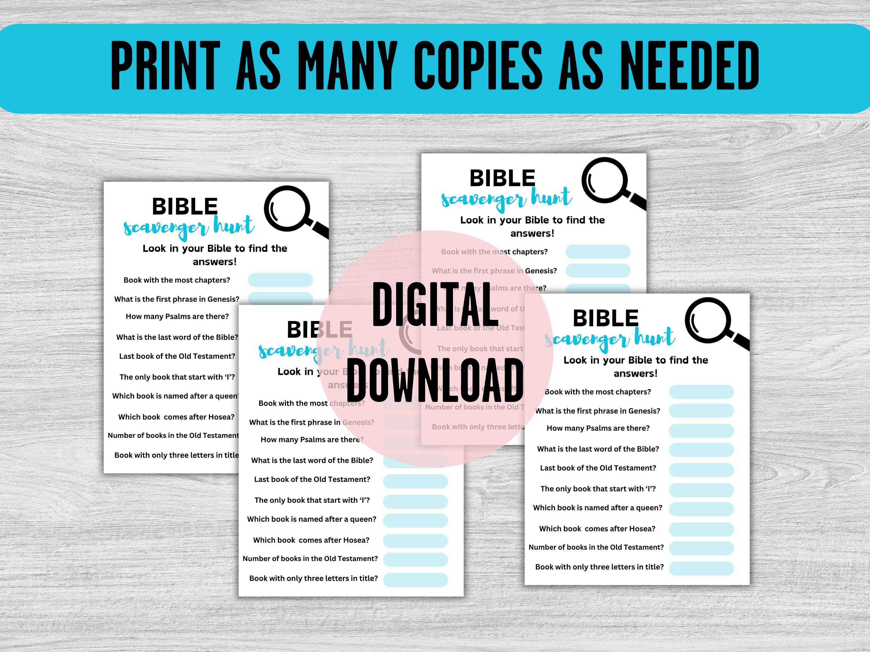 Bible Scavenger Hunt Game, Printable Church Activity, Bible Game for ...