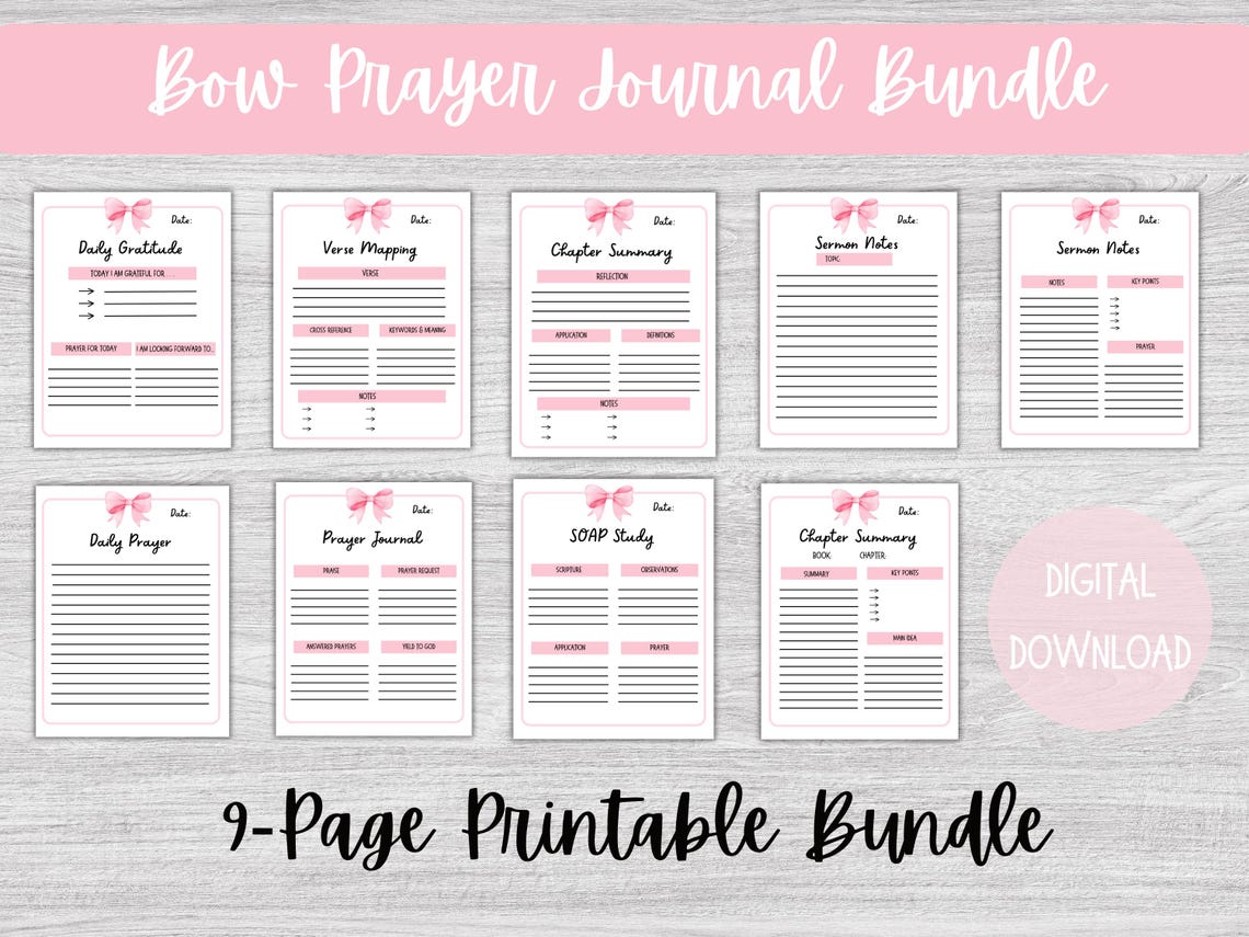 Bible Journaling Bundle for Women, Pink Prayer Journal Bundle, Daily ...