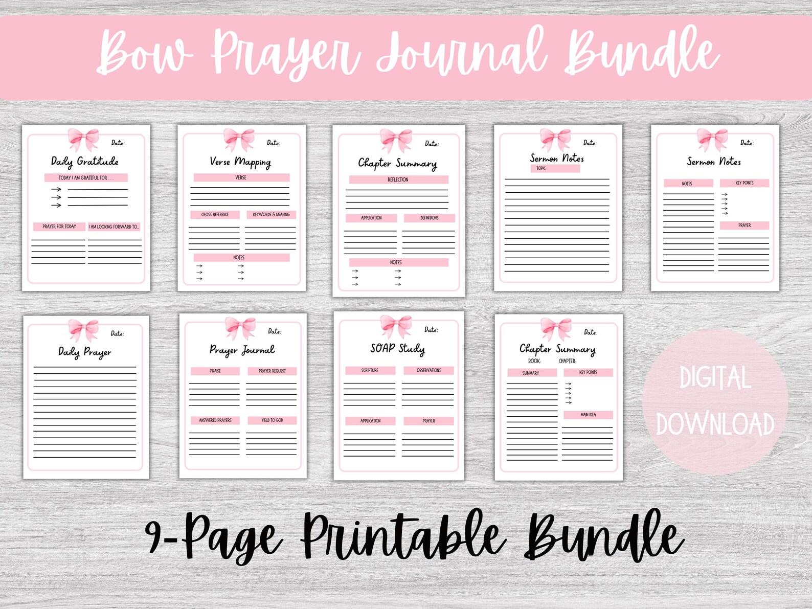 Bible Journaling Bundle for Women, Pink Prayer Journal Bundle, Daily ...