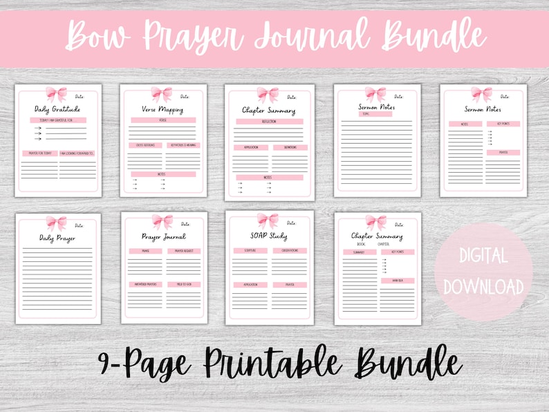 Bible Journaling Bundle for Women, Pink Prayer Journal Bundle, Daily ...