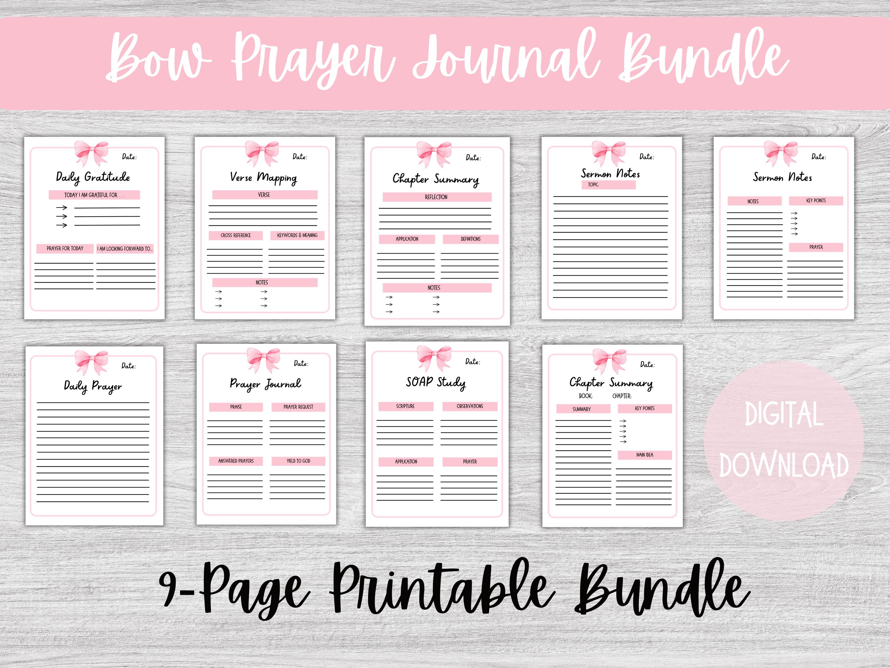 Bible Journaling Bundle for Women, Pink Prayer Journal Bundle, Daily ...