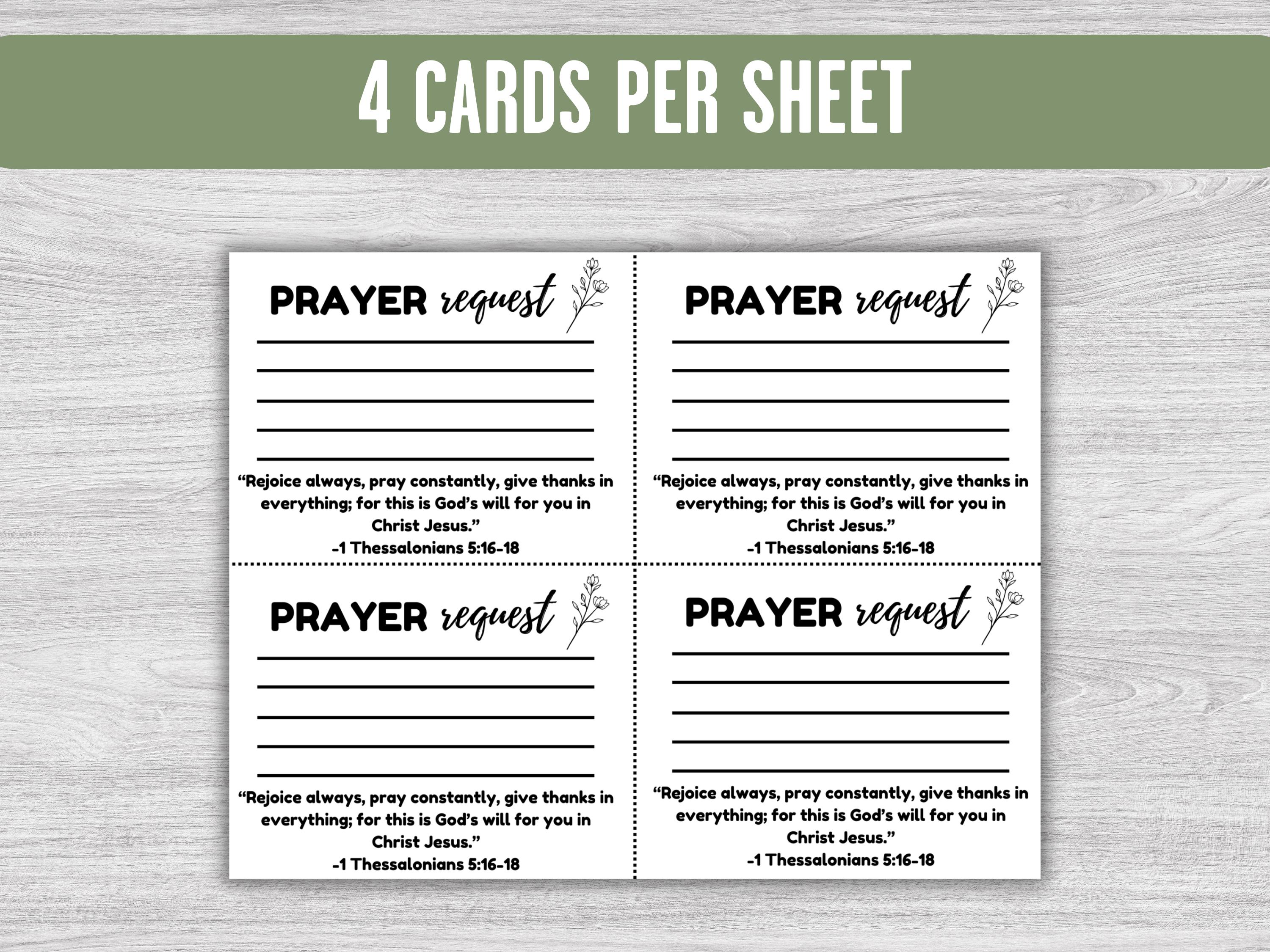 Prayer Request Cards, Printable, Church Prayer Cards, Bible Study Group ...