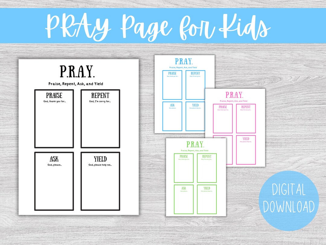 PRAY Resource for Kids, Printable Prayer Journal for Kids, Prayer Page ...