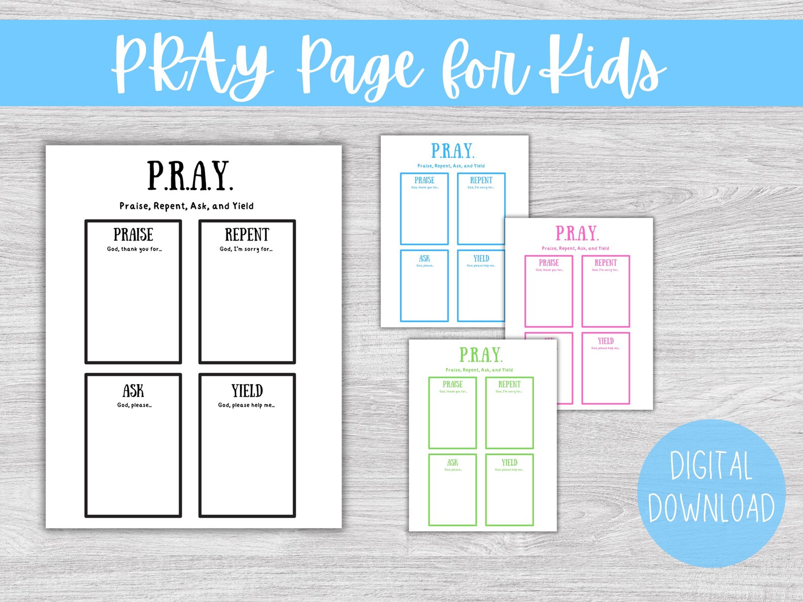 PRAY Resource for Kids, Printable Prayer Journal for Kids, Prayer Page ...