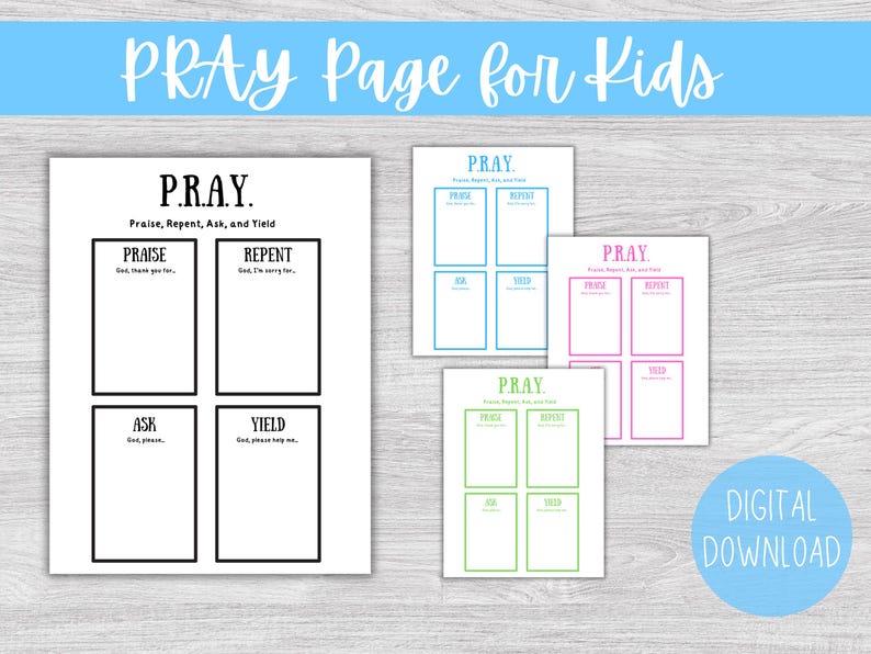 PRAY Resource for Kids, Printable Prayer Journal for Kids, Prayer Page ...