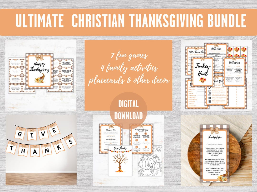 Ultimate Thanksgiving Party Bundle, Christian Thanksgiving Printables ...