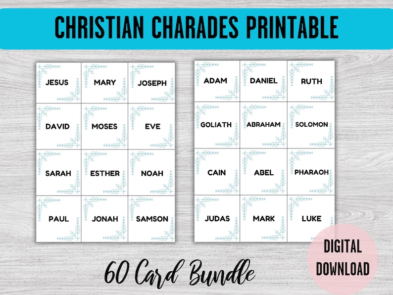 Christian Charades for Family, Printable Bible Games for Ministry ...