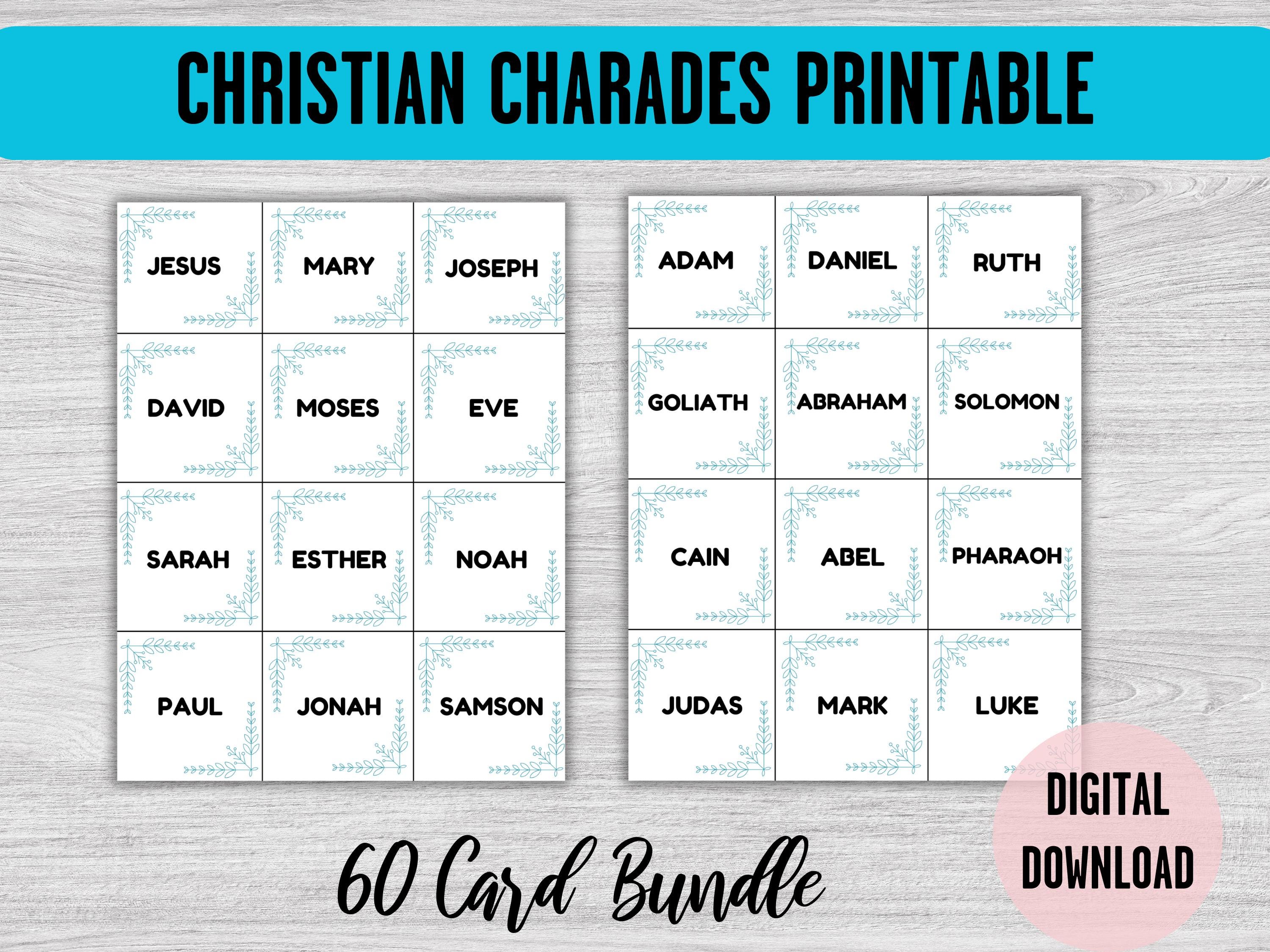 Christian Charades for Family, Printable Bible Games for Ministry ...