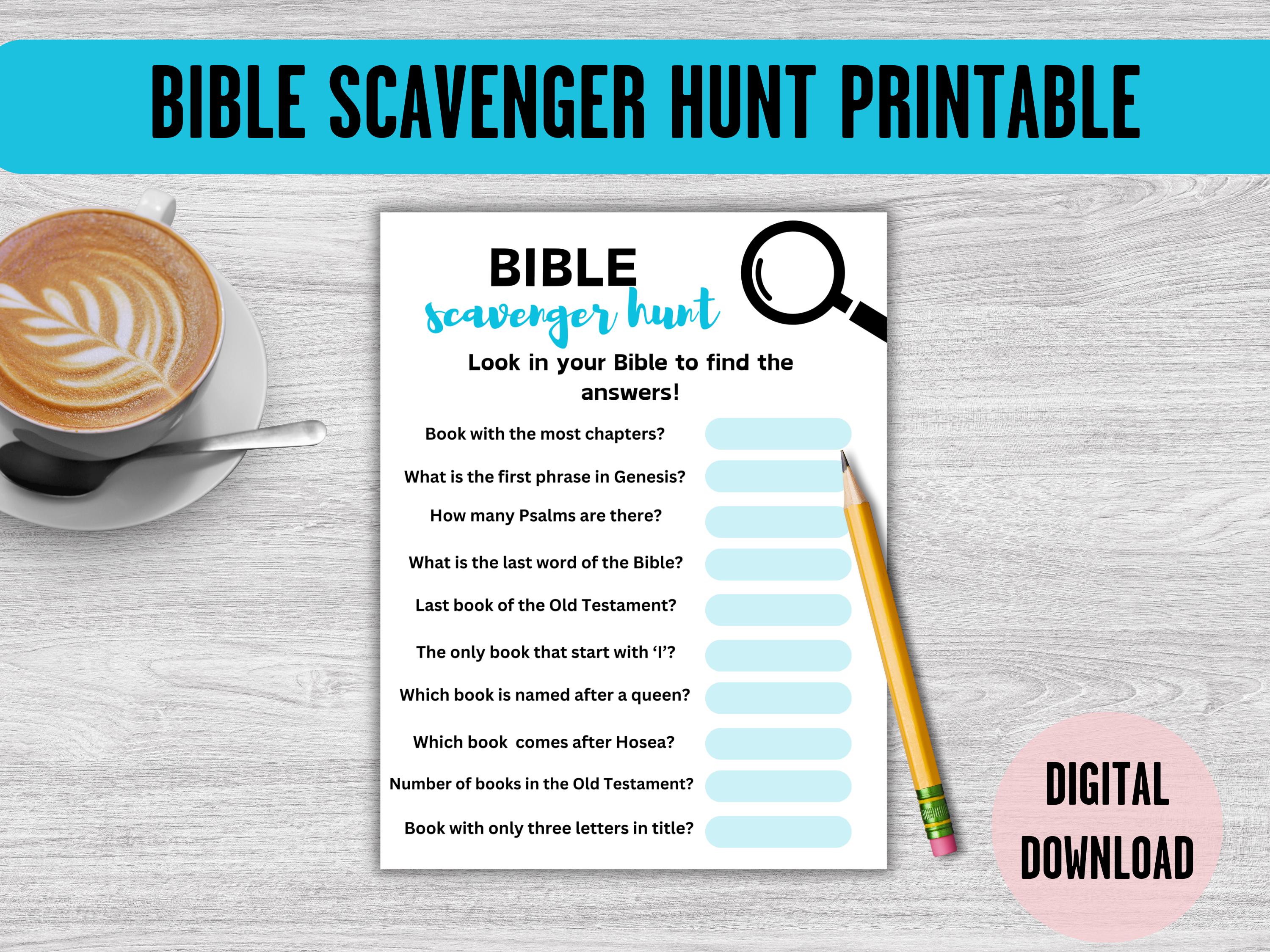 Bible Scavenger Hunt Game, Printable Church Activity, Bible Game for ...