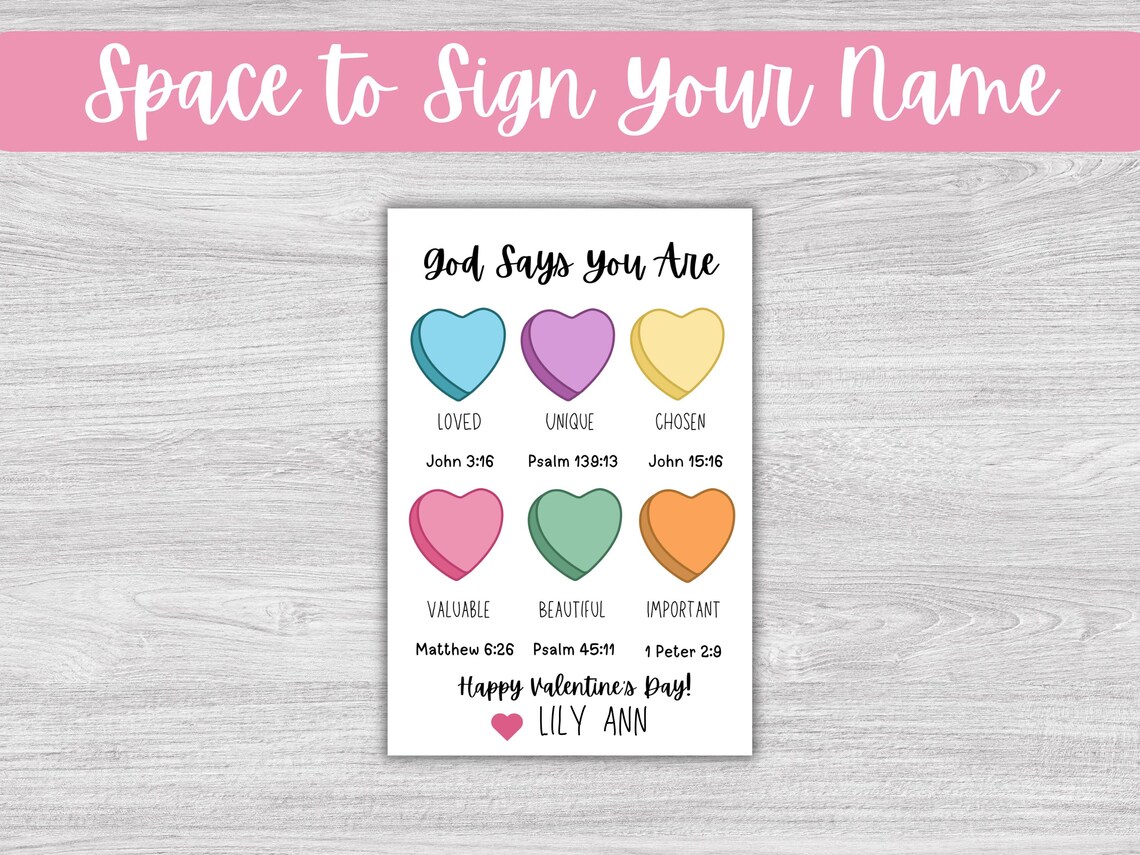 Christian Valentine's Day Conversation Hearts, God Says You Are ...