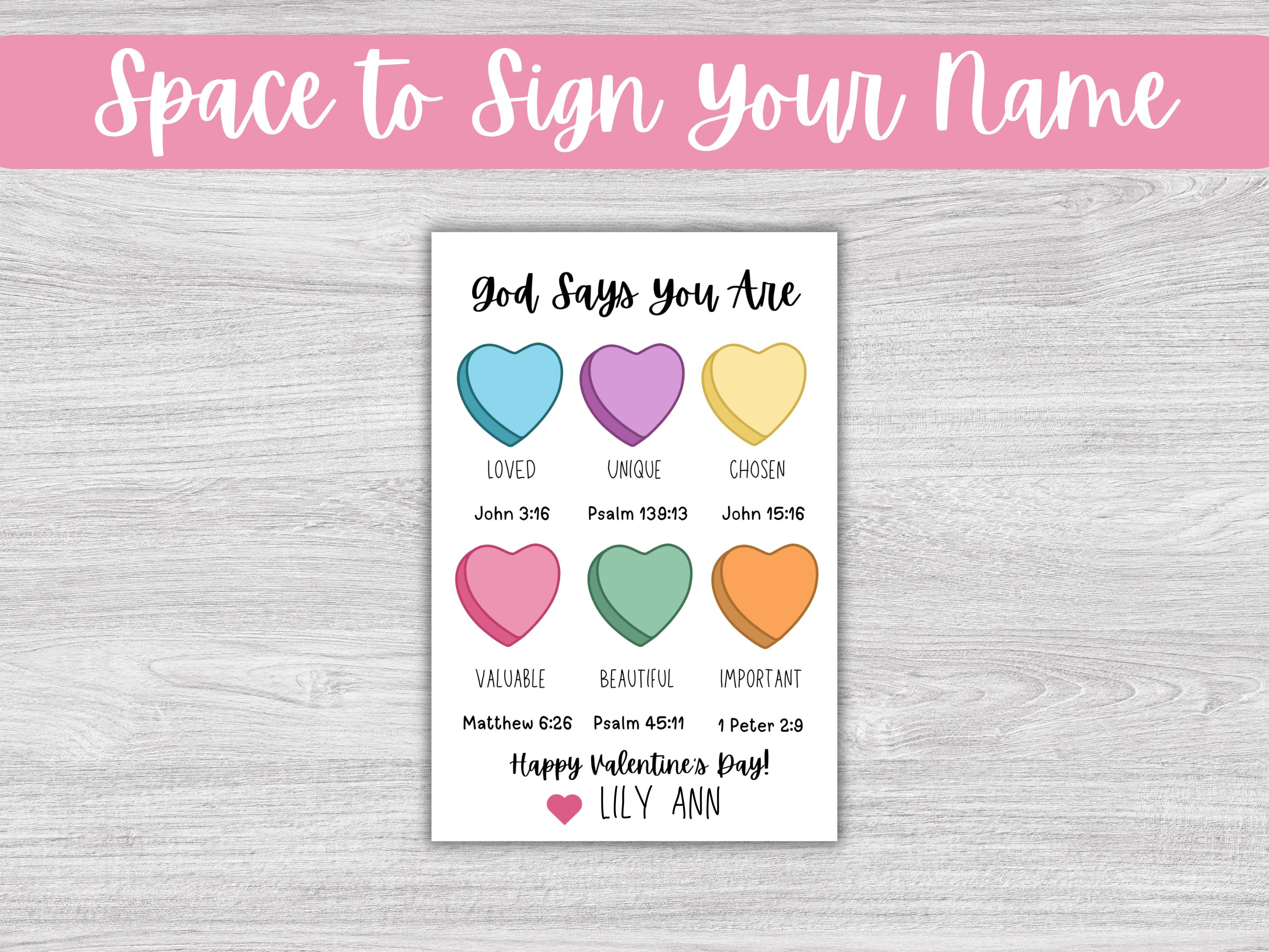 Christian Valentine's Day Conversation Hearts, God Says You Are ...