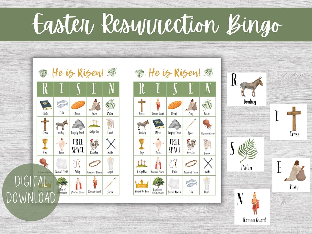 Easter Resurrection Bingo, Christian Easter Bingo, Church Easter ...