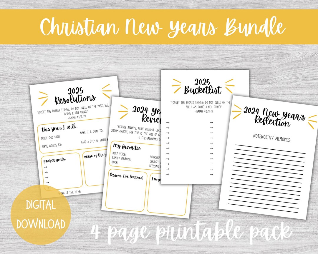 Christian New Year Printables Bundle, Christian New Years Resolutions ...
