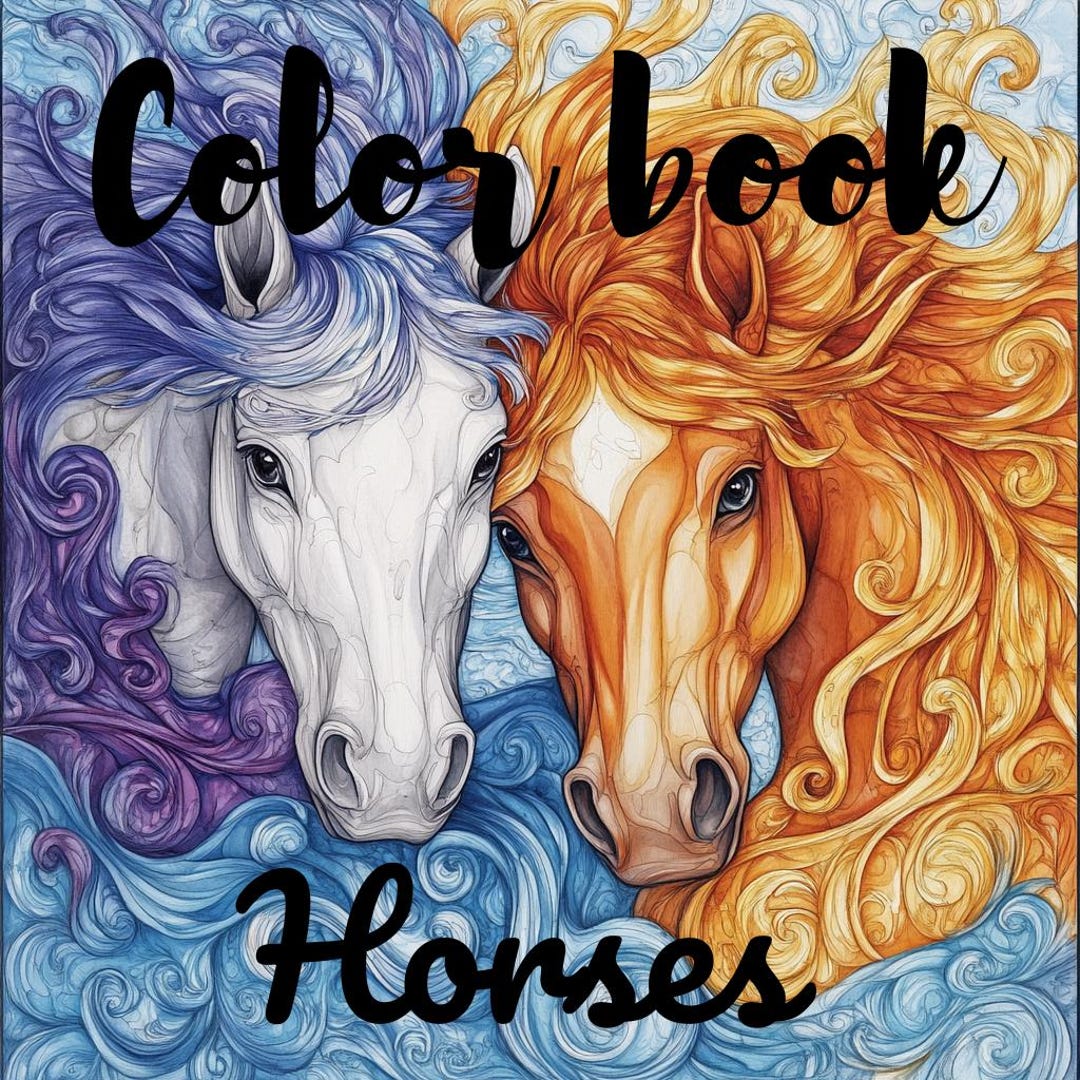 Horses / Coloring Book / 19 Printable Pages - Etsy
