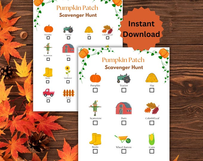 Pumpkin Patch - Selfie Scavenger Hunt - Fall, Halloween or Thanksgiving ...