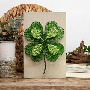 String Art Kit Magic of the Clover, Wall Decor, Needlepoint Kit, DIY Green Clover - Etsy