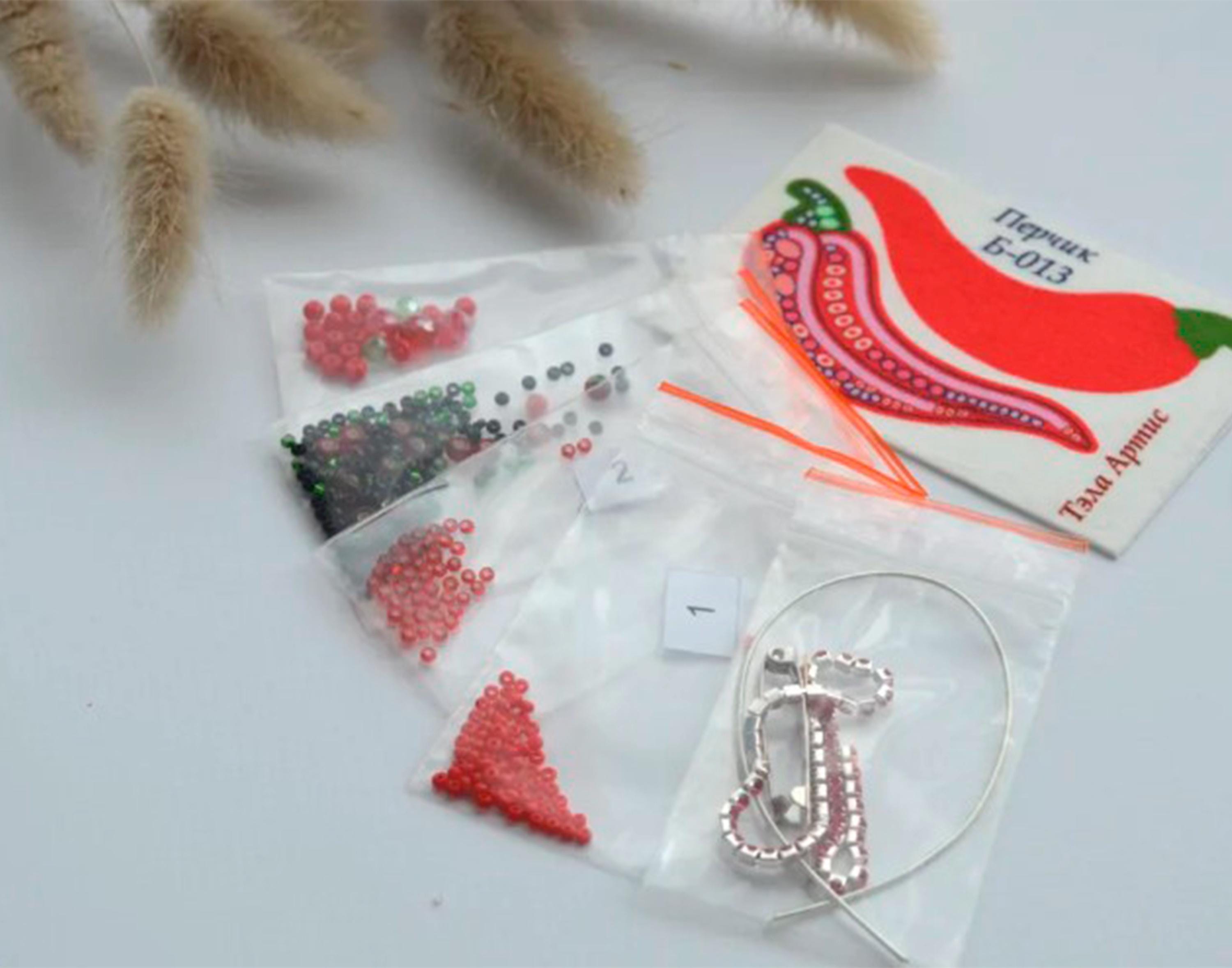 Bead Embroidery Kit Pepper Brooch, Pepper Embroidery, Beaded Red Pepper ...