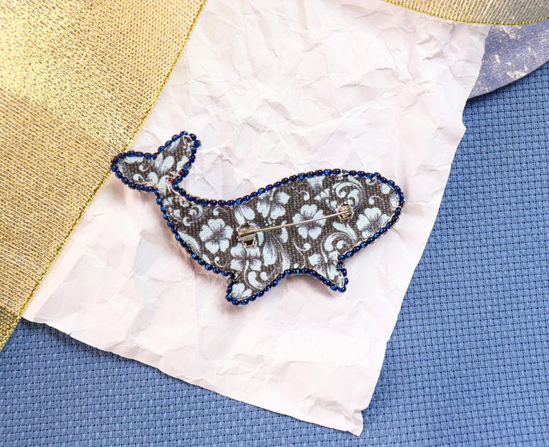 Bead Embroidery Kit Whale Brooch, DIY Beaded Blue Whale, Nautical ...
