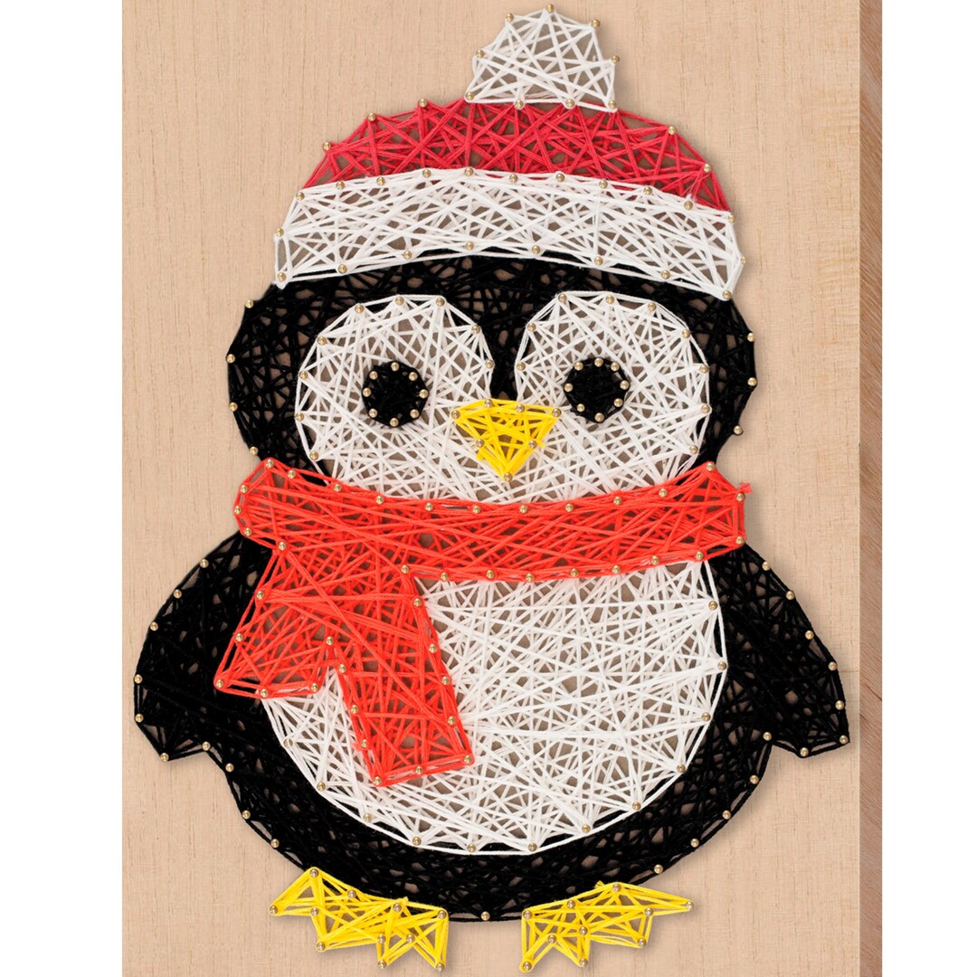 String Art Kit Penguin, Winter Wall Decor, Needlepoint Kit, DIY Craft ...