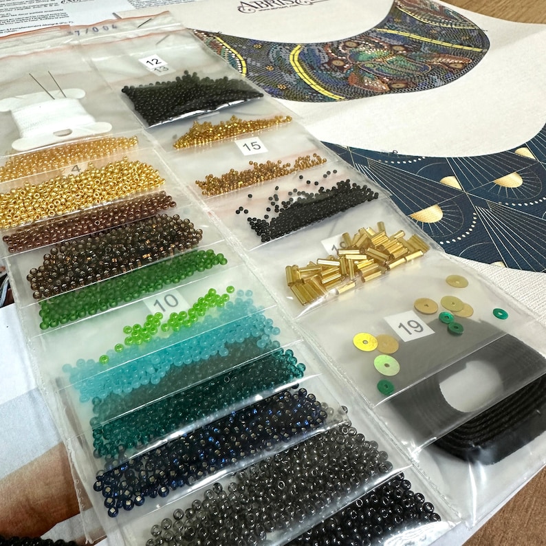 Bead Embroidery Kit Emerald Talisman, Necklace Embroidery, Beaded ...