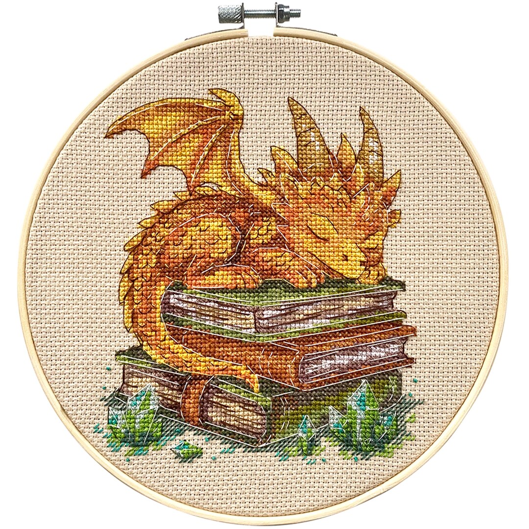 Cross Stitch Kit Keeper of Wisdom, Golden Dragon Embroidery, DIY Cozy ...