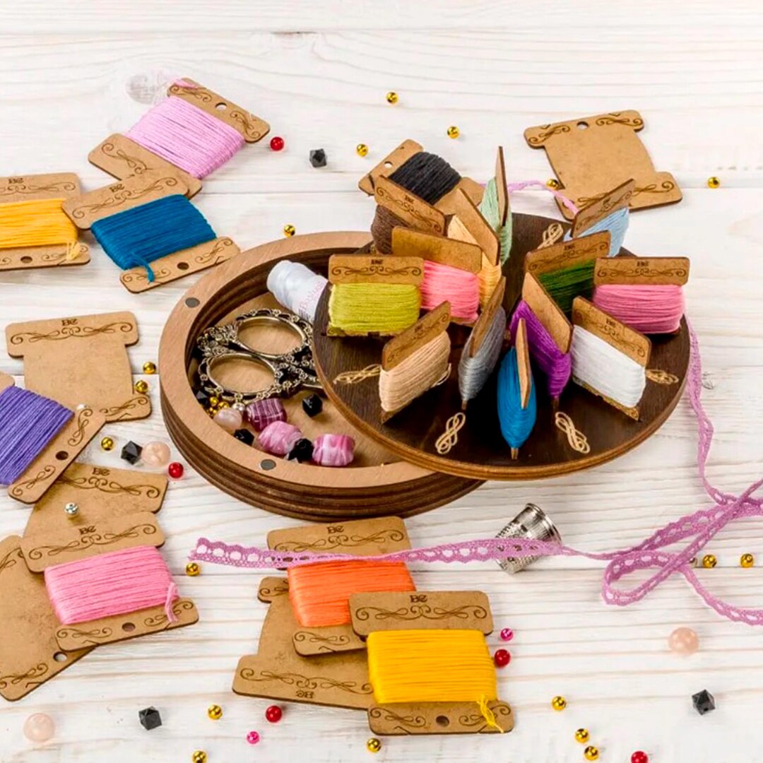 Plywood Needlework Box, Thread Storage, Embroidery Organizer, Wooden ...