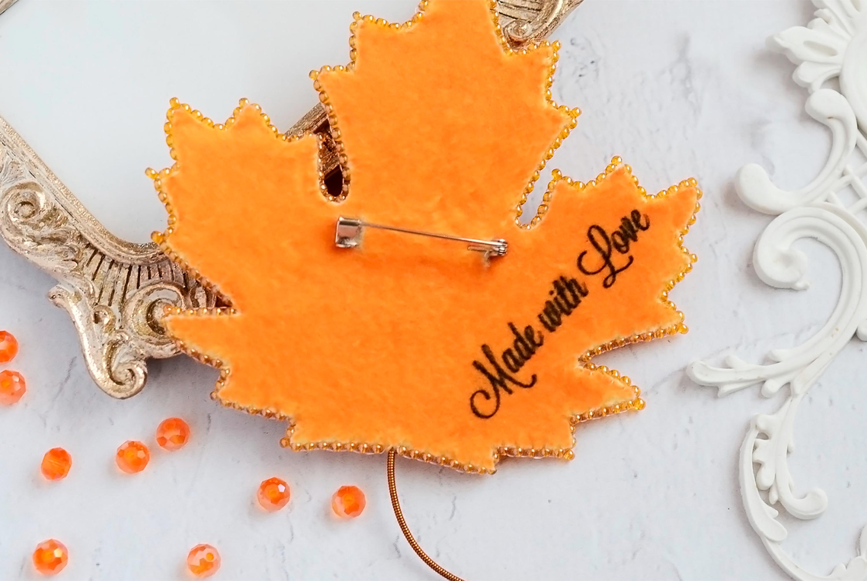 Bead Embroidery Kit Golden Maple, Leaf Embroidery, Maple Leaf Brooch - Etsy