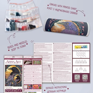 Bead Embroidery Kit Black Raven, Bird Embroidery, Needlepoint Kit - Etsy