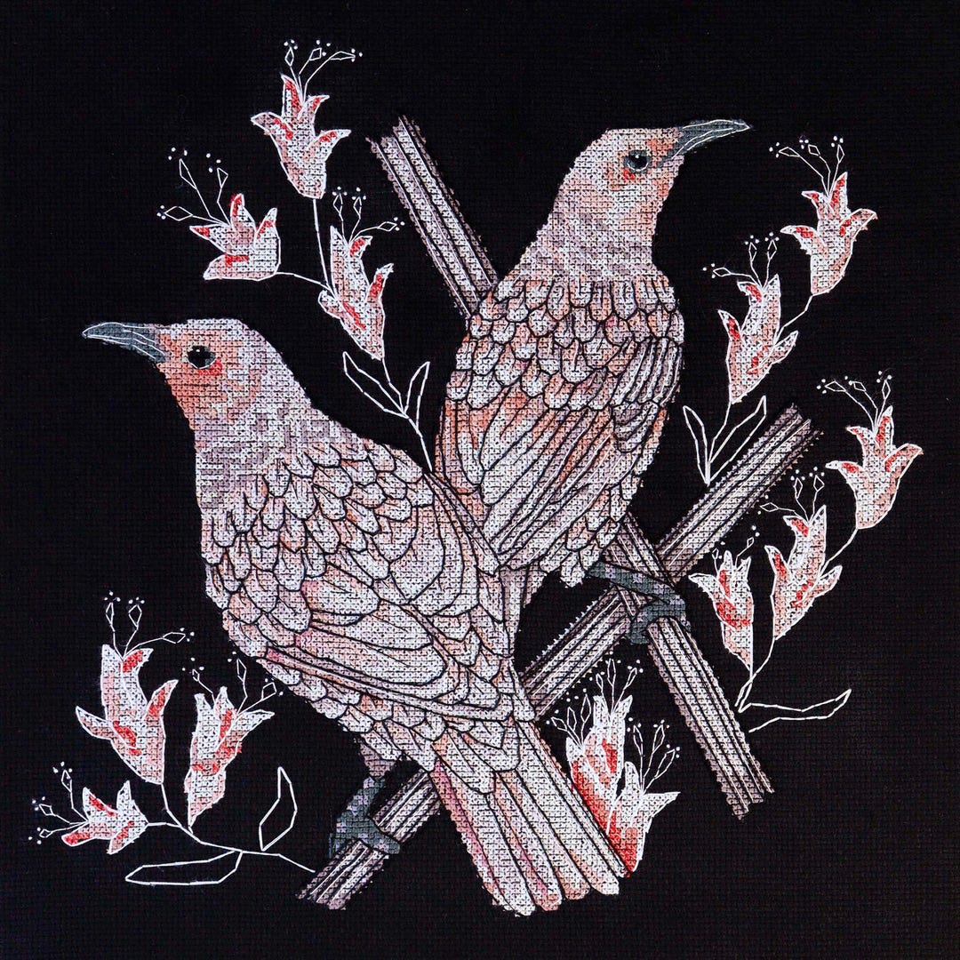Cross Stitch Kit New Zealand Tui, Birds Embroidery, Needlepoint Kit - Etsy