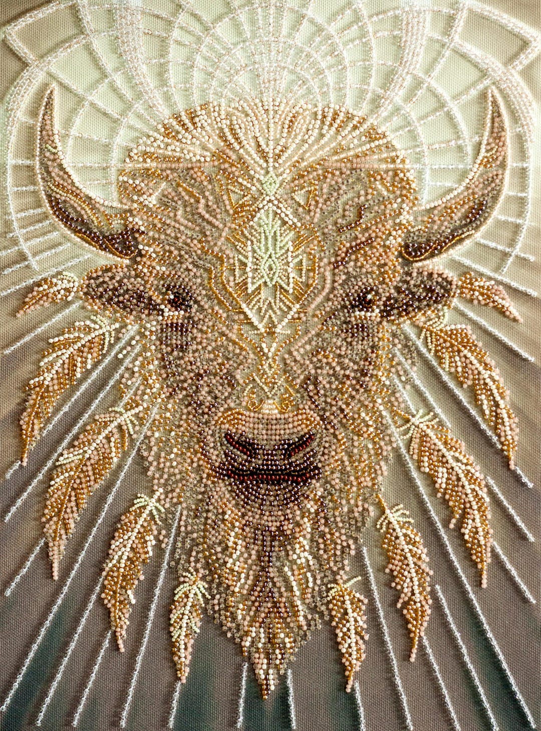 Bead Embroidery Kit Golden Bull, Animal Embroidery, DIY Beaded Bull - Etsy