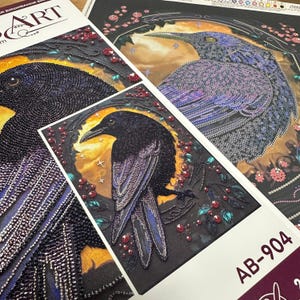 Bead Embroidery Kit Black Raven, Bird Embroidery, Needlepoint Kit - Etsy