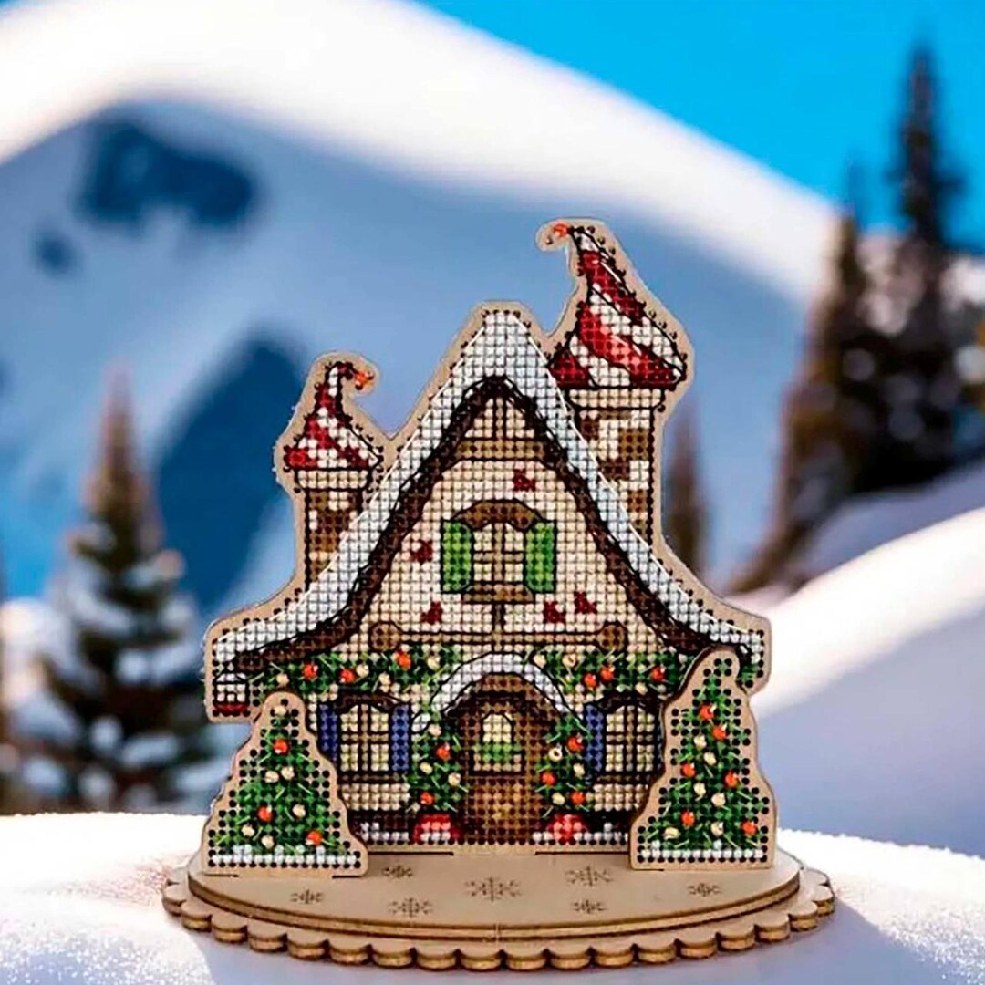 Cross Stitch Kit Gingerbread House, Winter House Embroidery, DIY ...