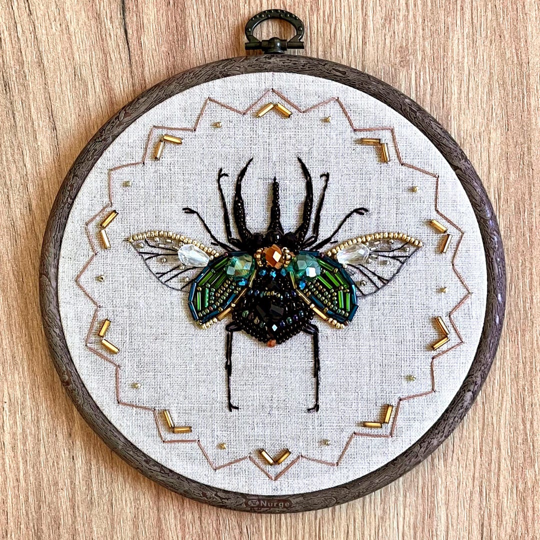 Bead Embroidery Kit Emerald Beetle, Beaded Scarab Beetle, DIY Egyptian ...