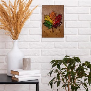 String Art Kit Maple Leaf, Autumn Wall Decor, Needlepoint Kit, Colorful ...