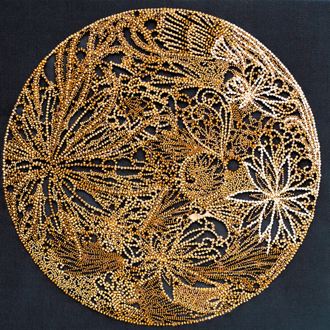Bead Embroidery Kit Moon Filigree, Moon Embroidery, DIY Beaded Golden ...