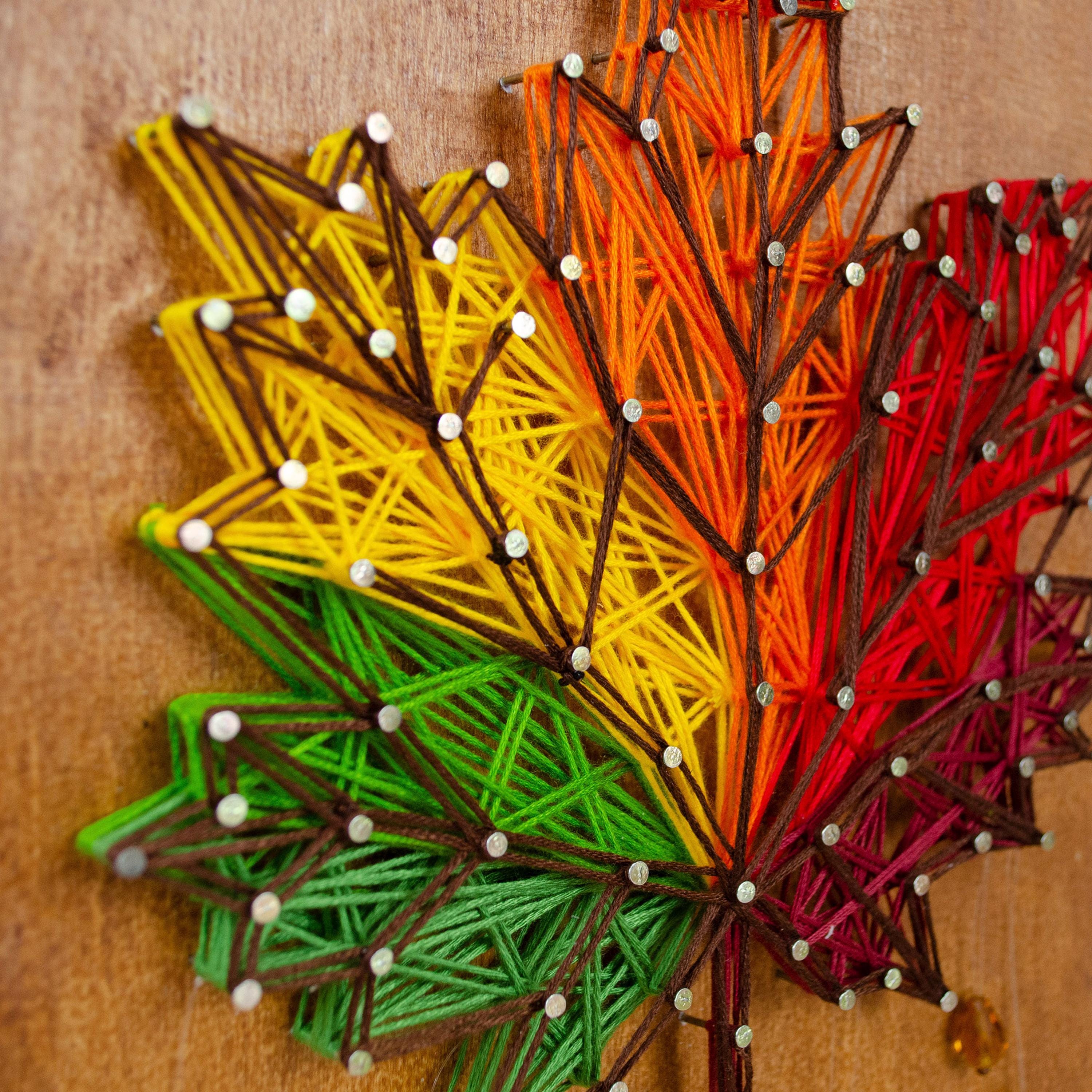 String Art Kit Maple Leaf, Autumn Wall Decor, Needlepoint Kit, Colorful ...