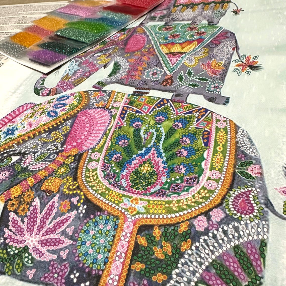 Bead Embroidery Kit Three Indian Elephants, Elephants Embroidery, DIY ...