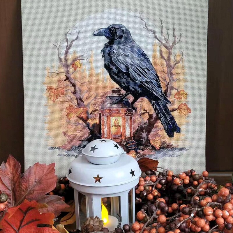 Raven Cross Stitch - Etsy